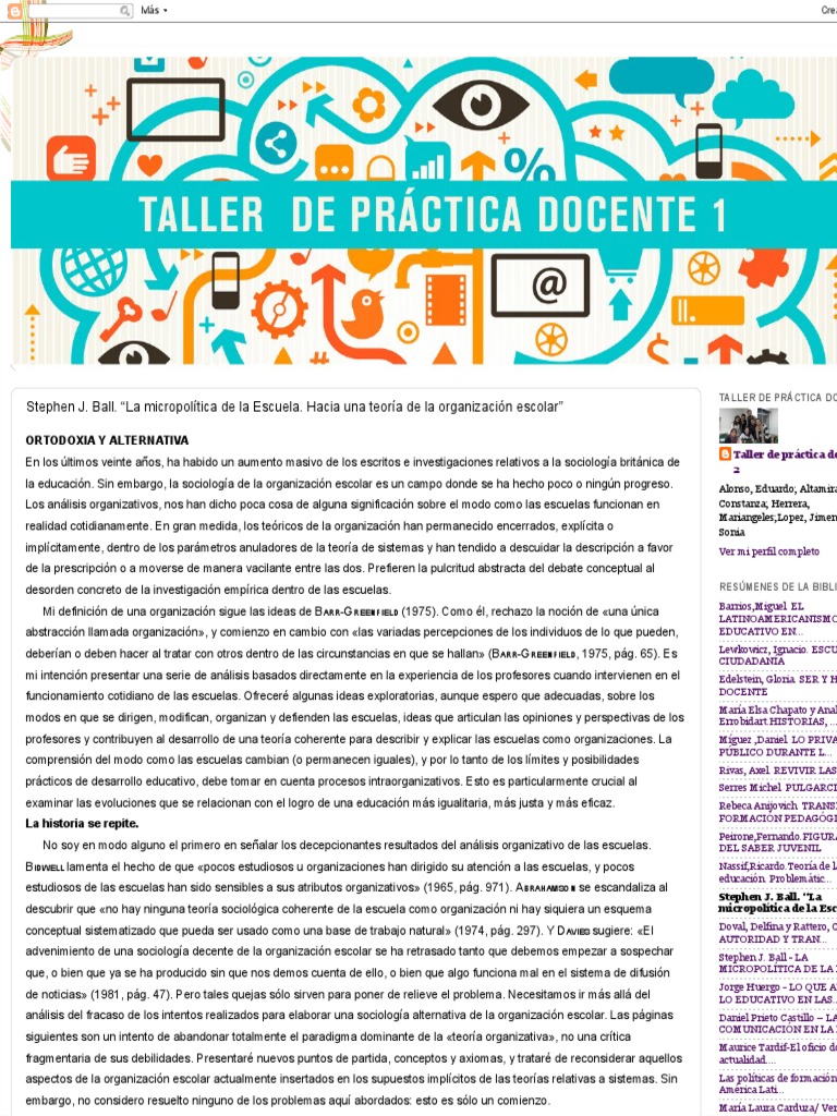 Stephen J Ball La Micropolítica De La Escuela Hacia Una Teoría De