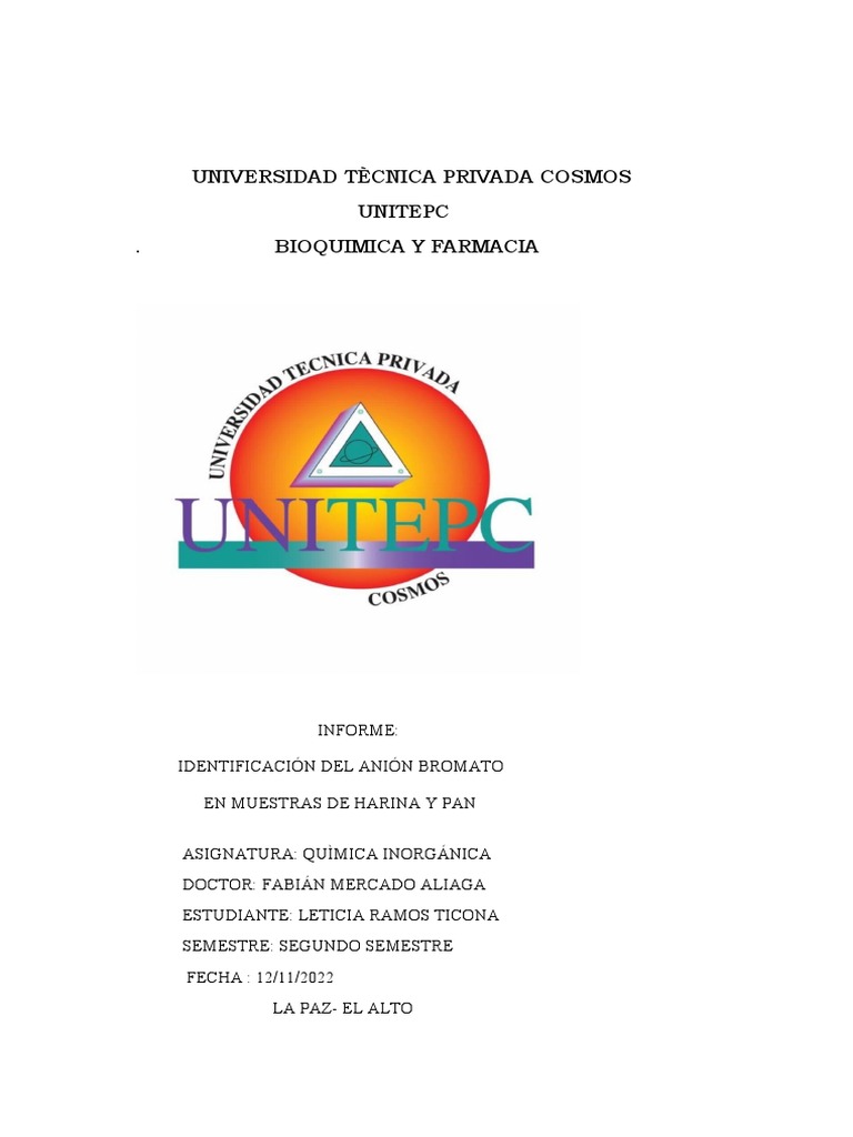 Universidad Tècnica Privada Cosmos Unitepc - Bioquimica Y Farmacia | PDF