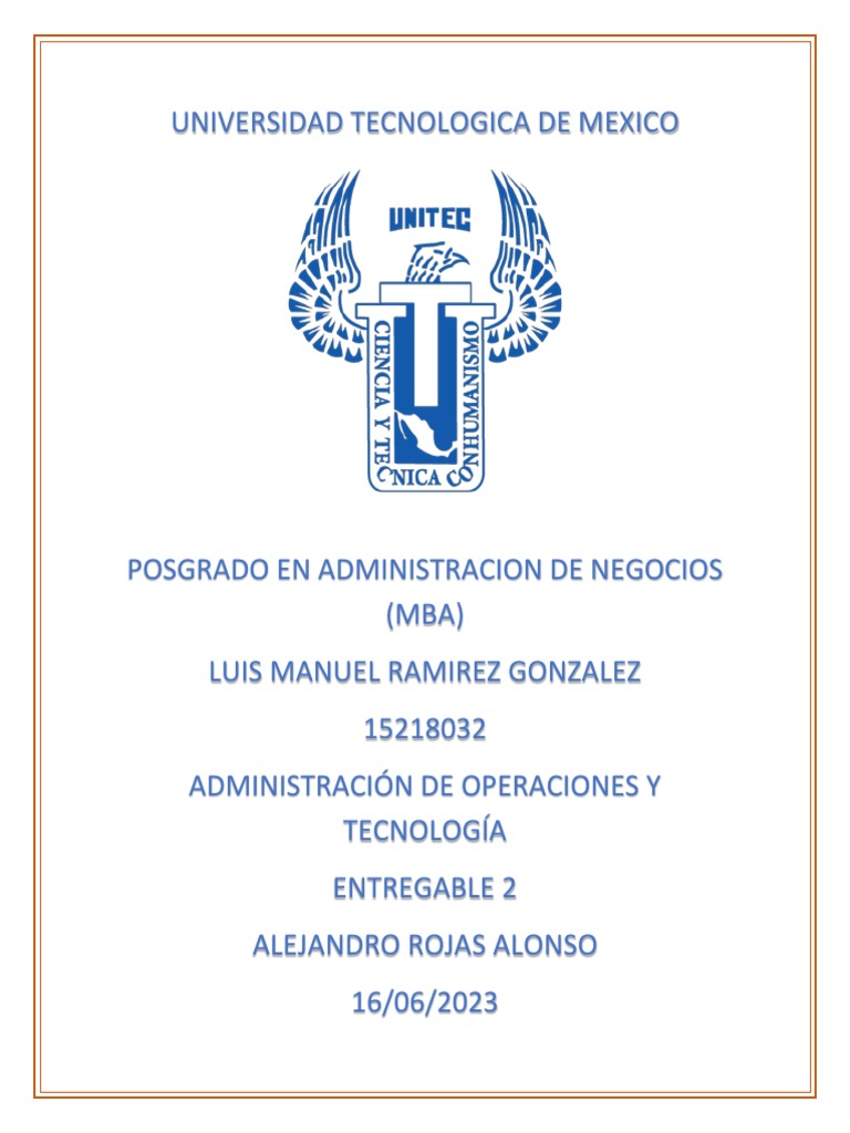 Entregable 2 Administracion de Operaciones y Tecnologia | PDF