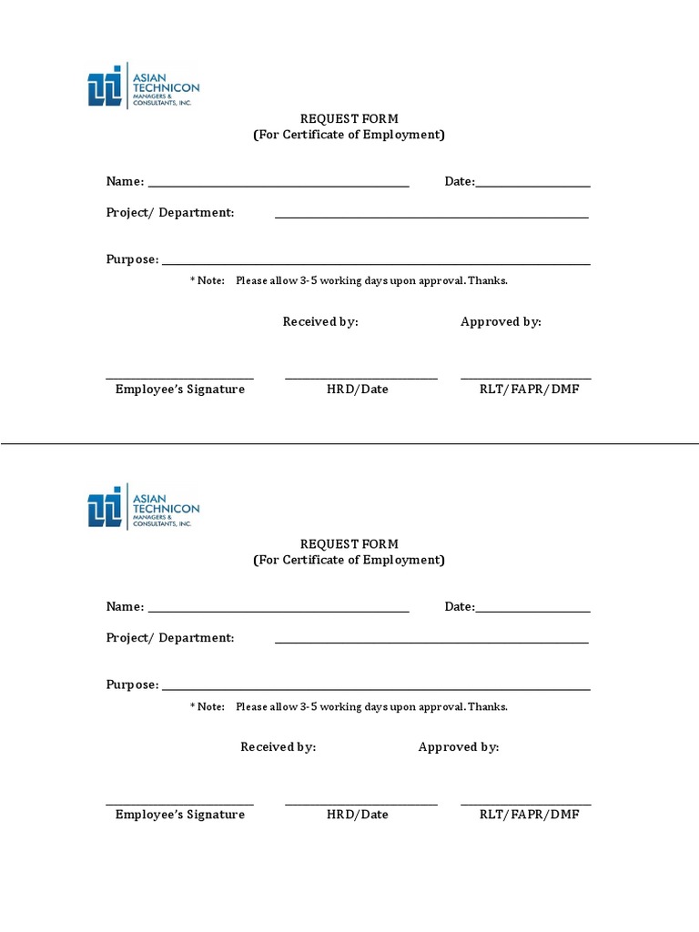 Request For COE | PDF