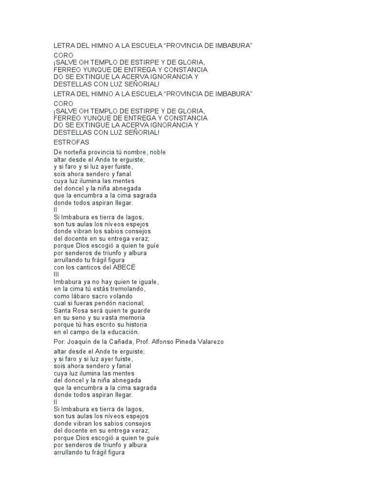 LETRA DEL HIMNO A LA ESCUELA | PDF