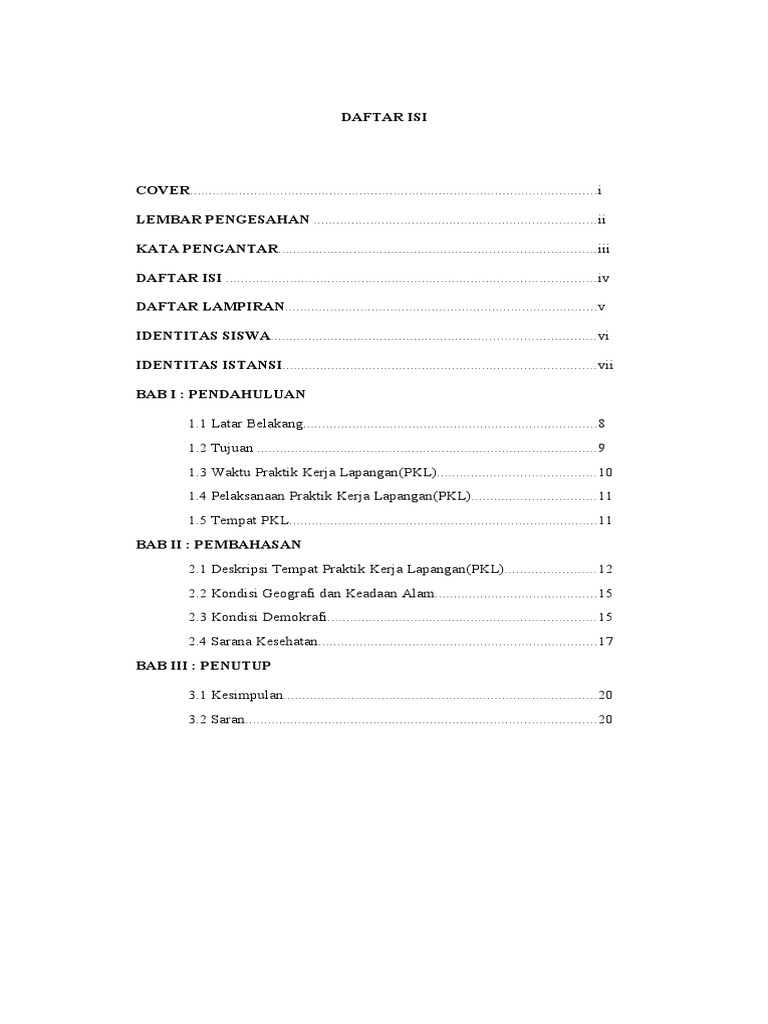 Daftar Isi & Identitas Siswa | PDF