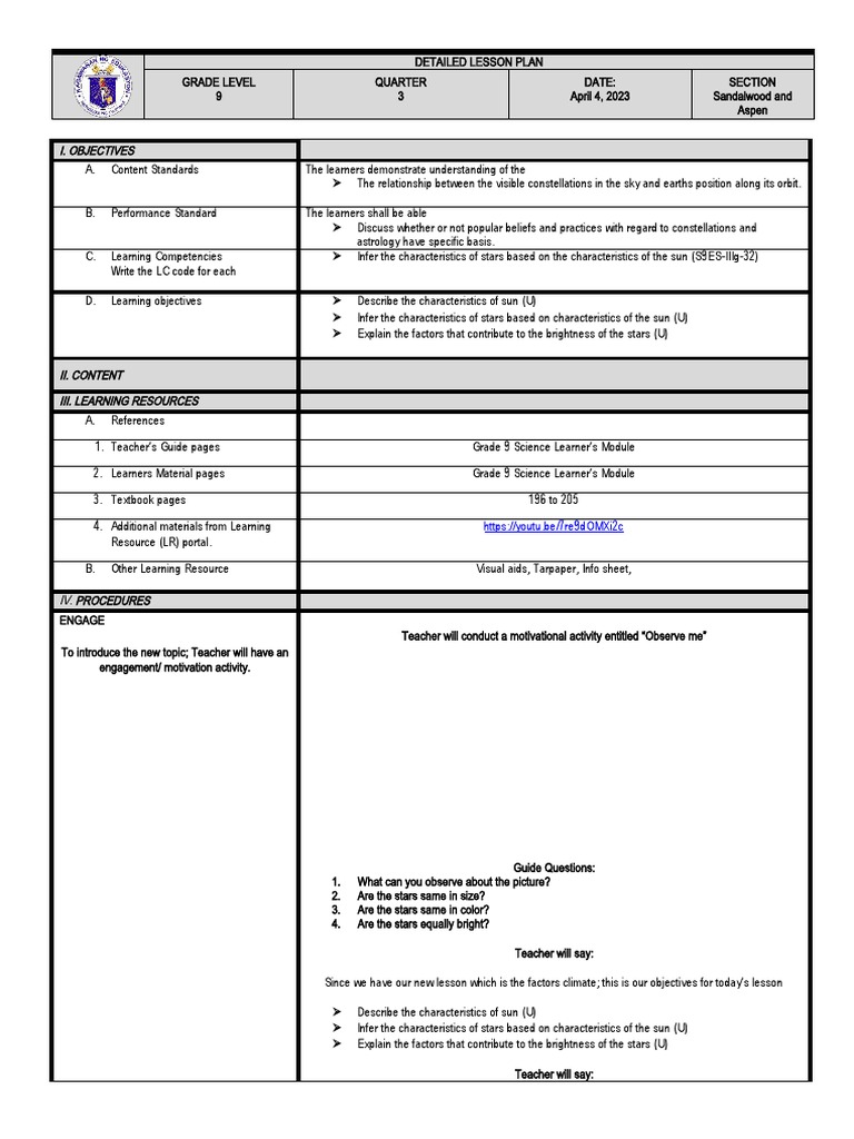Lesson Plan 12 Climate Change | PDF | Stars | Climate Change