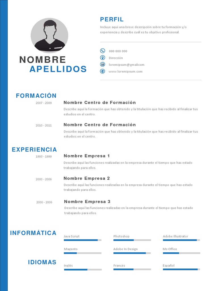 Plantilla Curriculum Vitae 8 | PDF
