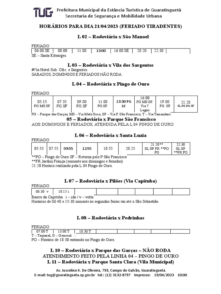06 Horario Urbana Guaratingueta 21 04 23 PMG 1 | PDF