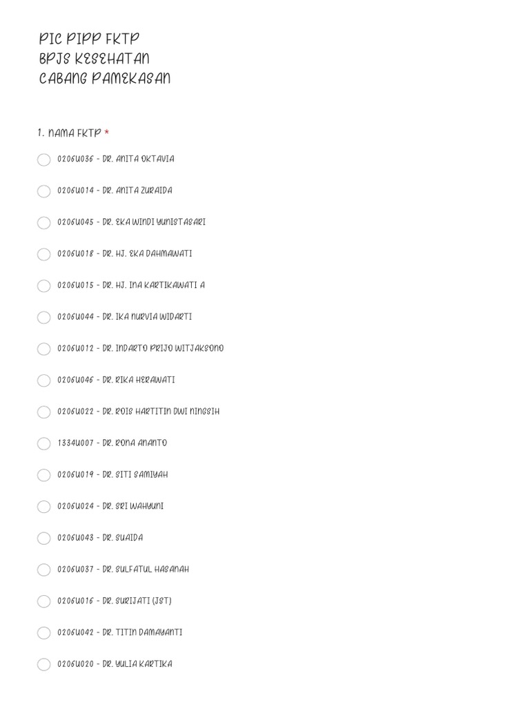 Pic Pipp FKTP BPJS Kesehatan Cabang Pamekasan | PDF