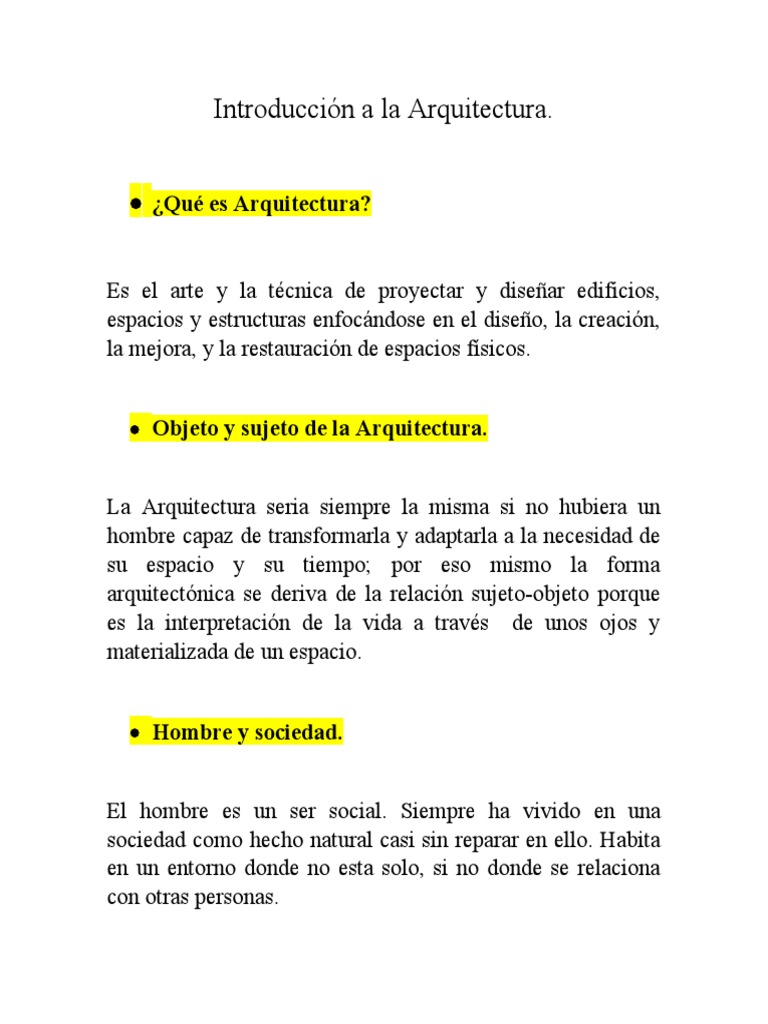 Introducción a la Arquitectura | PDF