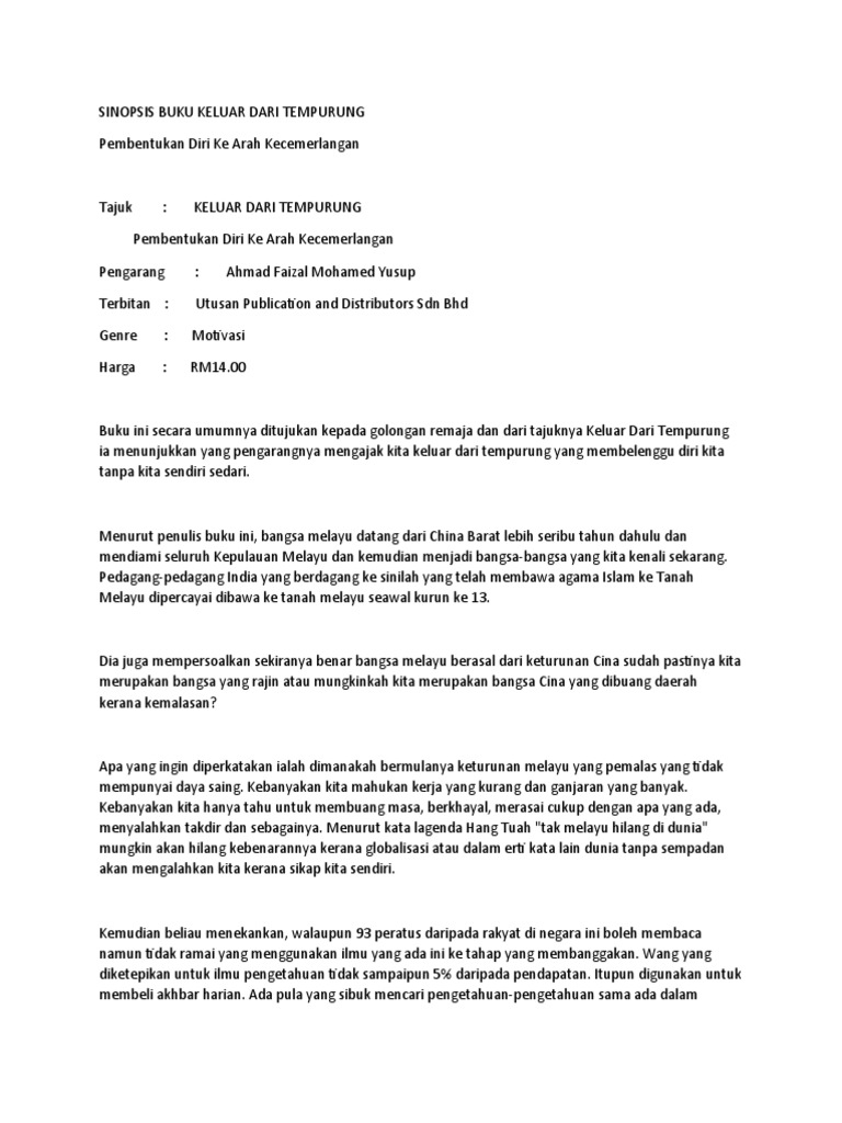 Sinopsis Buku Keluar Dari Tempurung Pdf