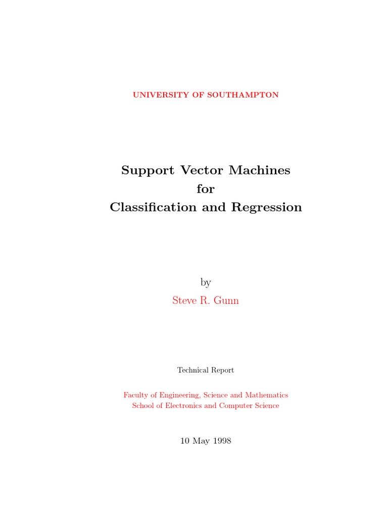 Support Vector Machines For Classification and Regression: Steve R ...