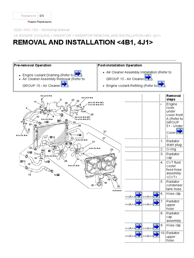 SEKSYEN RADIATOR 4B11 Mitsubishi Motors Service Manual | PDF ...