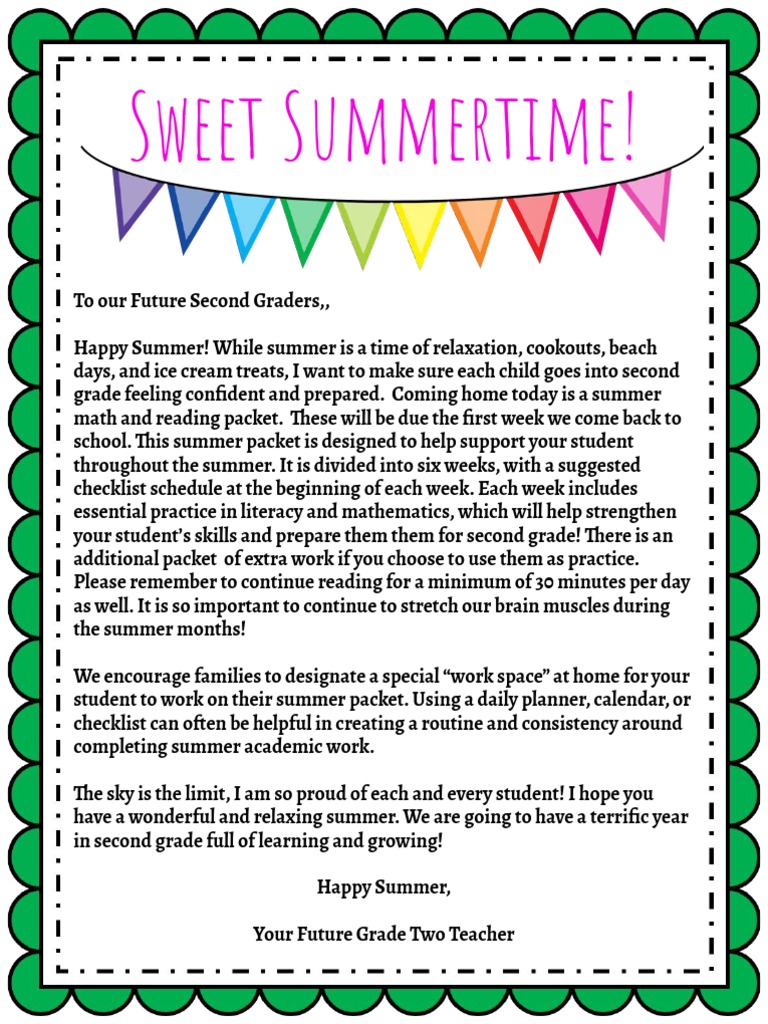 Entering Grade 2 Summer Packet | PDF