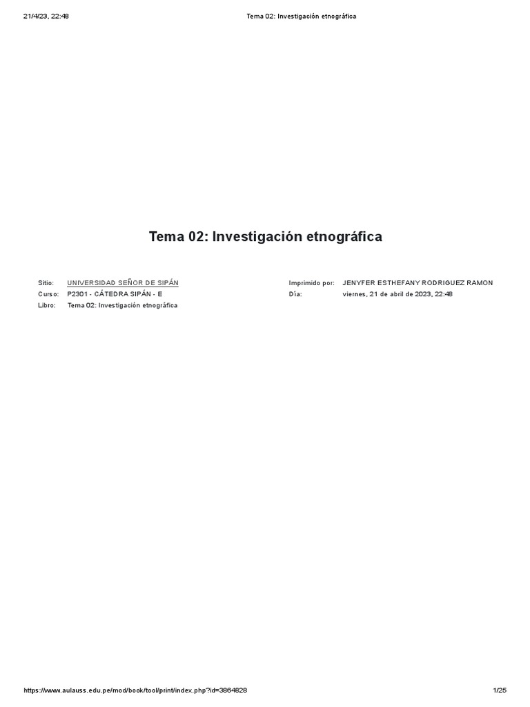 Tema 02 - Investigación Etnográfica | PDF | Etnografía | Sociedad