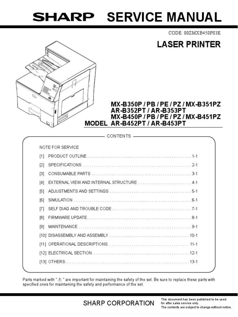 Service Manual Sharp MX-B450P | PDF | Electrical Connector | Screw
