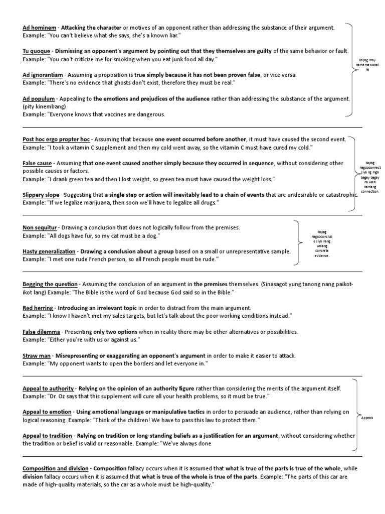 DEBATE Fallacies | PDF | Argument | Fallacy