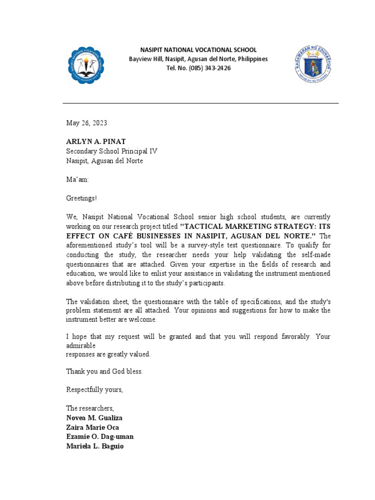 Letter For Validation | PDF