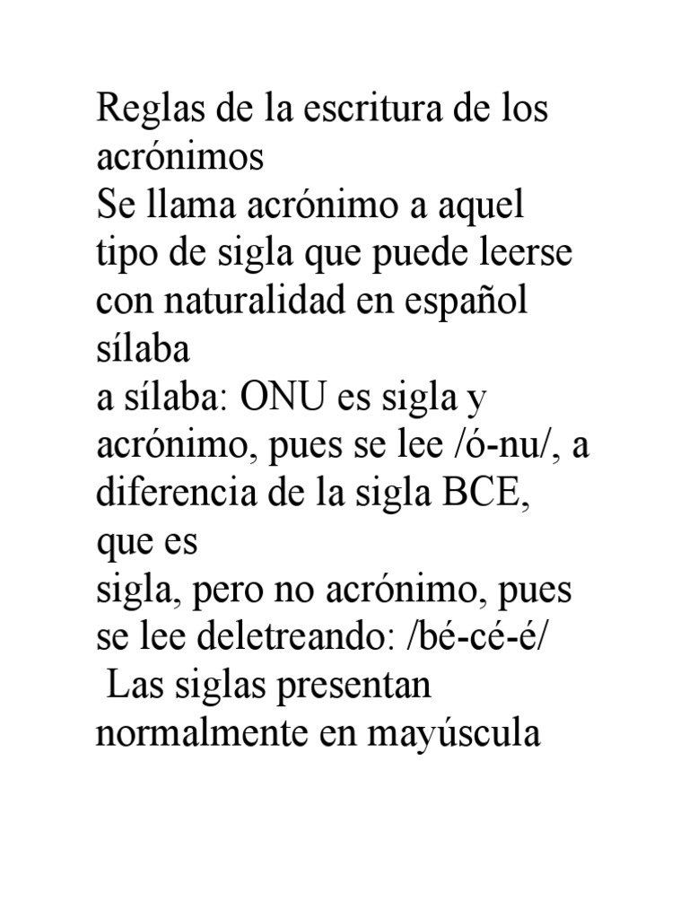 Reglas de La Escritura de Los Acrónimos | PDF | Acrónimo | Fonética