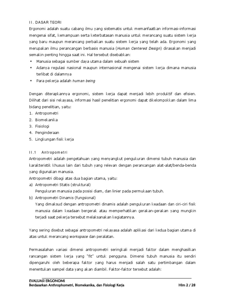 Evaluasi Ergonomi Rula Dan Reba 1 | PDF