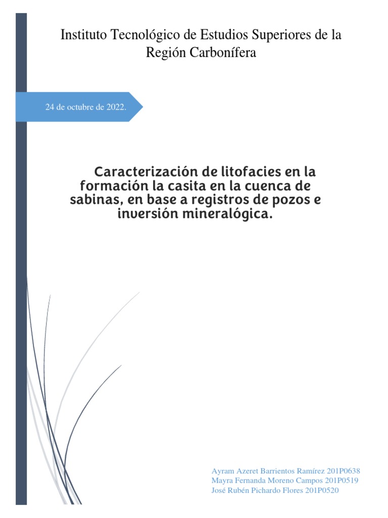Caracterización de litofacies en la formación la casita en la cuenca de ...