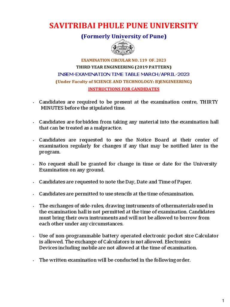 T.E. 2019 Pattern Insem Timetable | PDF | Artificial Intelligence | Intelligence (AI) & Semantics