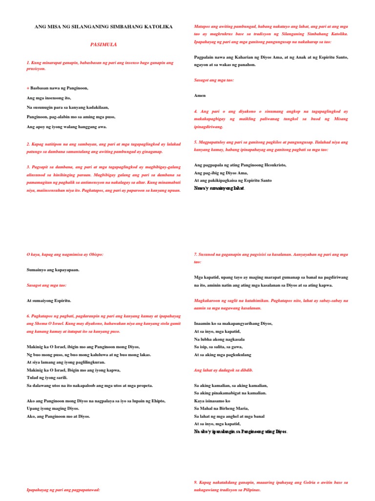 ANG MISA NG SILANGANING SIMBAHANG KATOLIKA (Mar Addai and Mar Mari only ...