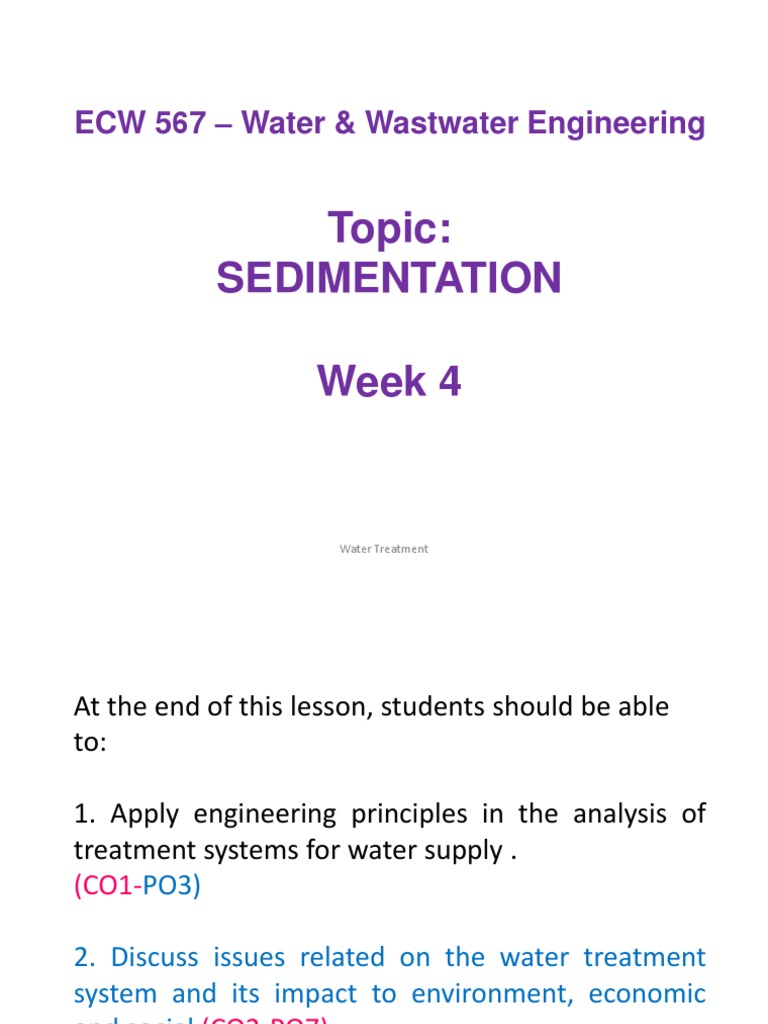 Ecw567-Wastewater Sedimentation | PDF | Water Purification ...