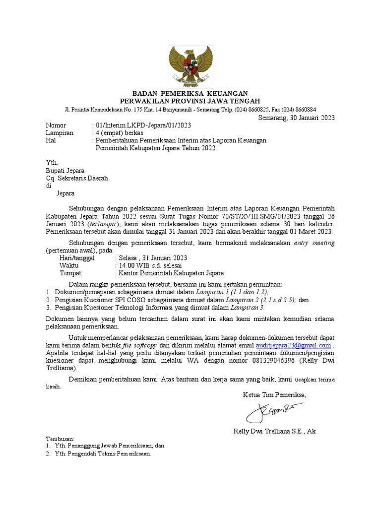 Surat Pemberitahuan Dan Permintaan Data-TA2022 | PDF