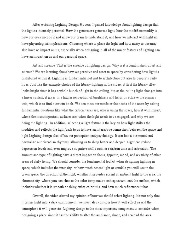 Lighting Design Process | PDF | Lighting | Perception