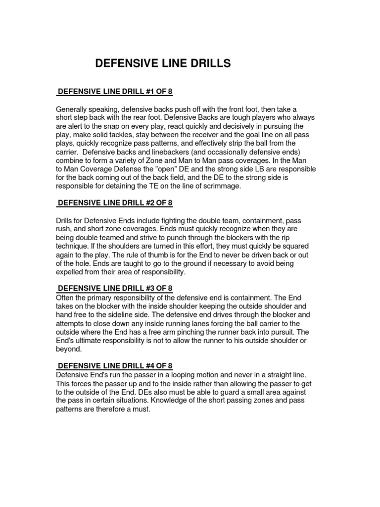 Defensive Line Drills | PDF | American Football | Sport Variants