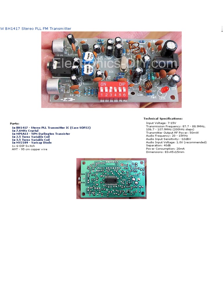 BH1417 Stereo FM Transmitter Guide | PDF | Frequency Modulation | Amplifier