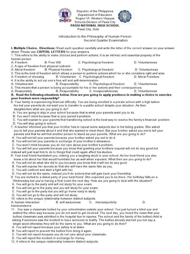 Philosophy 2nd Quarter EXAM | PDF