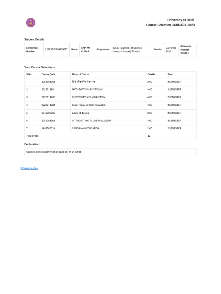 2nd sem registration | PDF