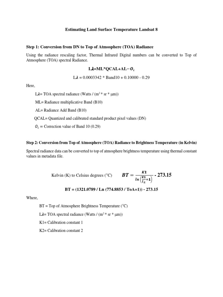 Estimating Land Surface Temperature Landsat 8 Pdf