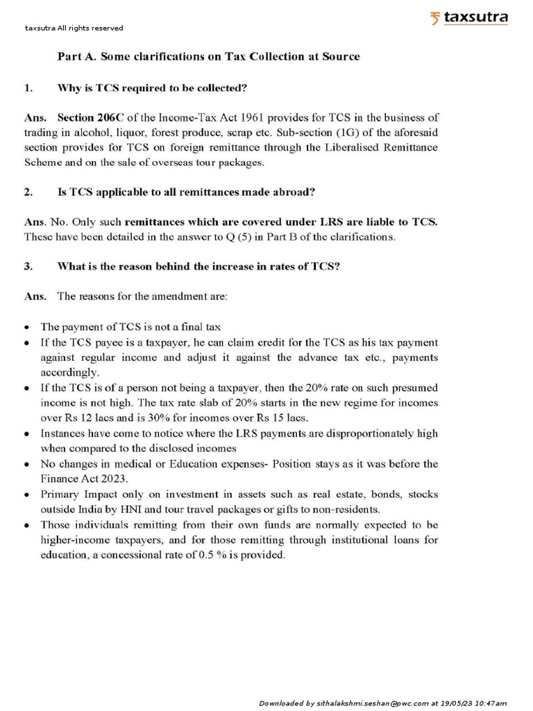 FinMin FAQs On LRS | PDF