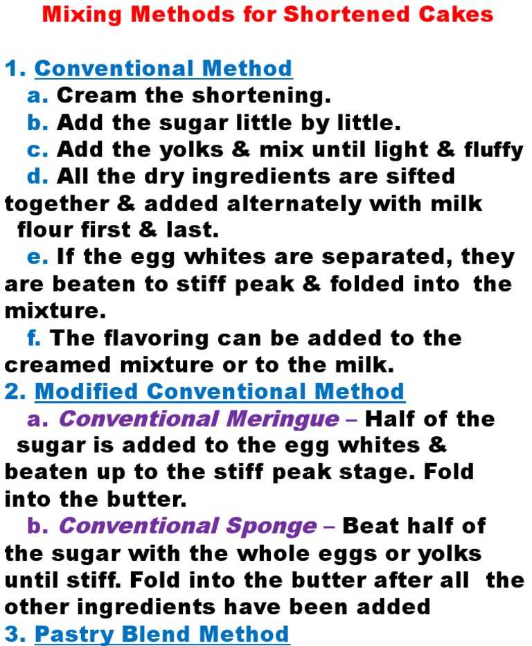 Mixing Methods For Shortened Cakes | PDF