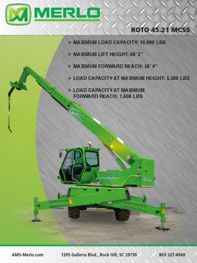 MERLO - ROTO 45.21 MCSS Product Sheet518 | Download Free PDF | Crane (Machine) | Four Wheel Drive