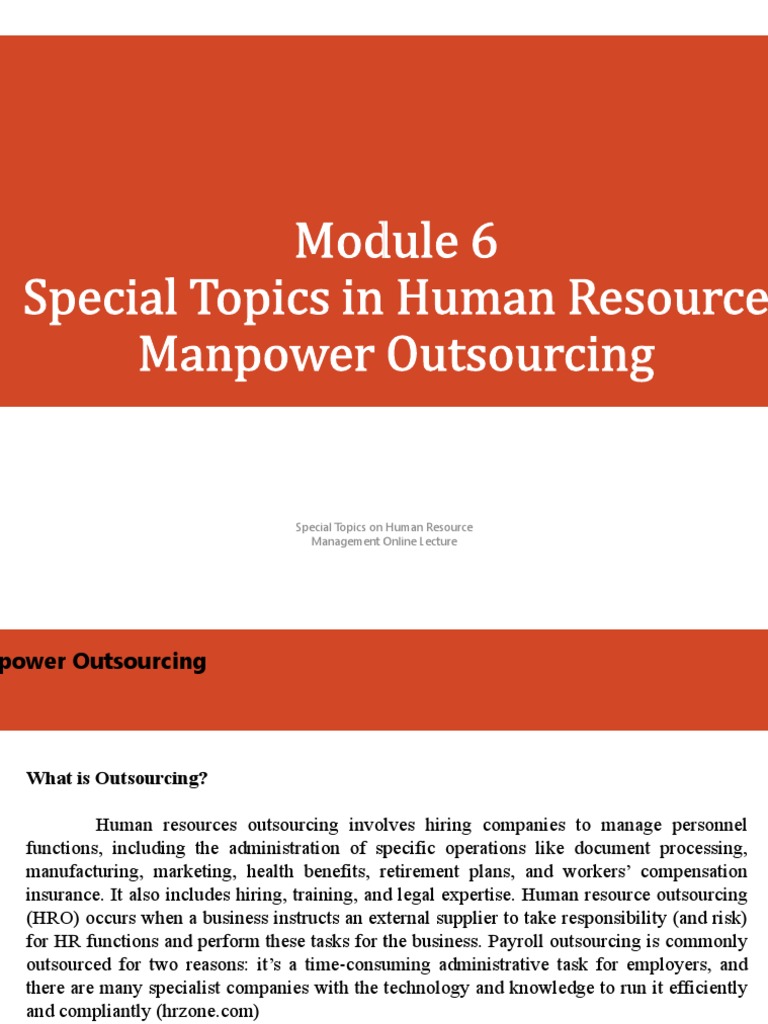 W6 MODULE 6 Manpower Outsourcing - PPT | PDF | Human Resources | Outsourcing