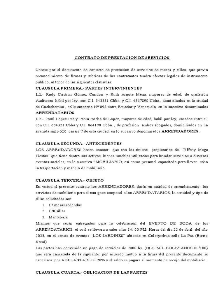 contrato de servicios | PDF