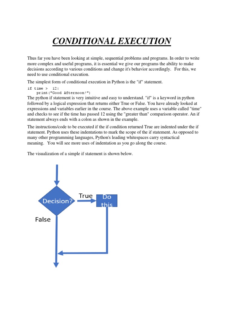 Conditional Execution (Python For Brginners) | PDF Conditional Execution (Python For Brginners) | PDF