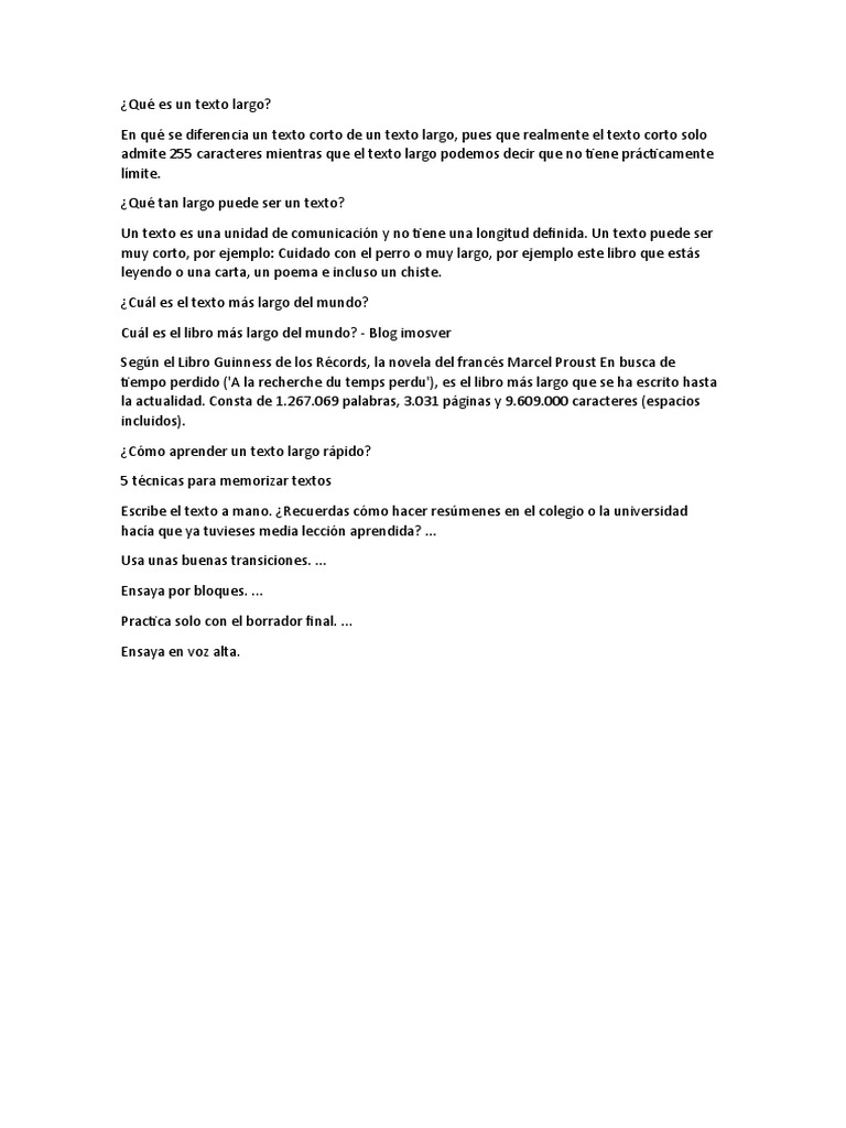 Qué Es Un Texto Largo | PDF