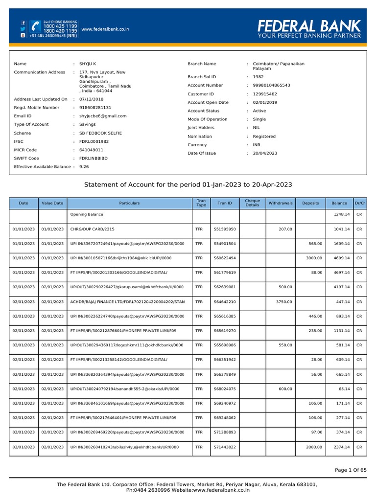 Account Statement | PDF | Banks | Cheque