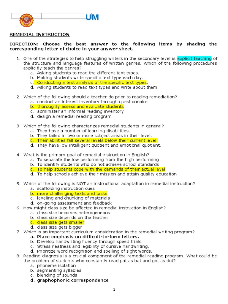 Remedial Instruction - With Rationalization | PDF | Reading Comprehension | Vocabulary