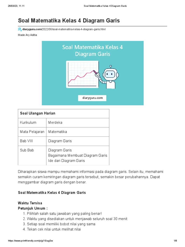 Soal Matematika Kelas 4 Diagram Garis | PDF | Metode & Bahan Ajar