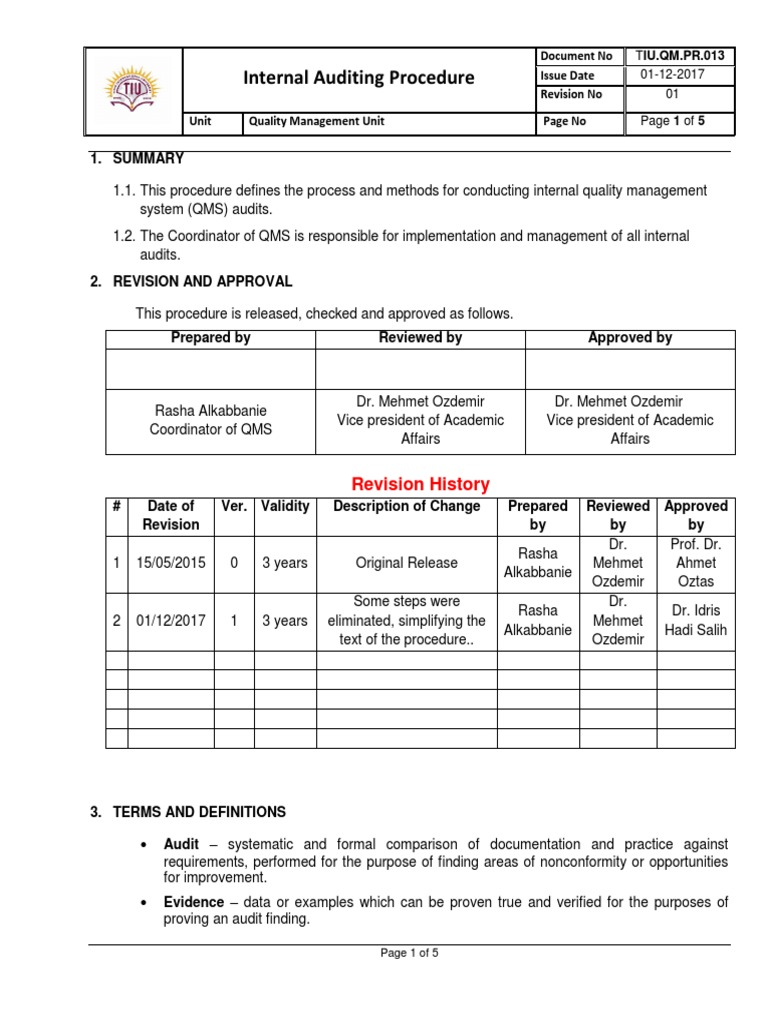 Internal Auditing Procedure | PDF