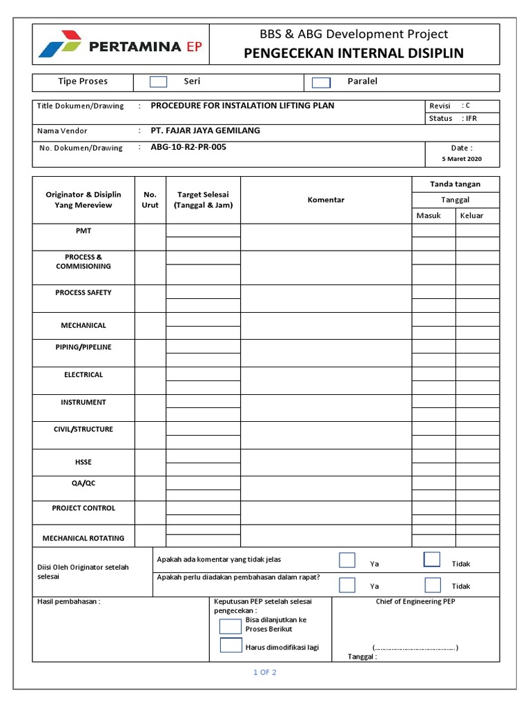 Abg-10-r2-Pr-005 Procedure For Instalation Lifting Plan Rev. C-Ags | PDF