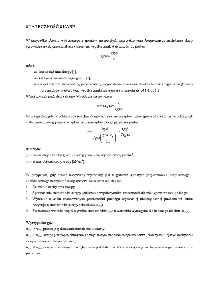 Stateczność Skarp I Zboczy | PDF