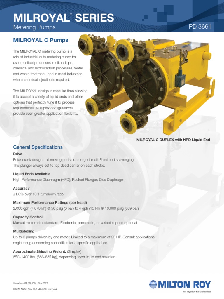 PD3661 Milroyal C Data Sheet | PDF | Pump | Valve