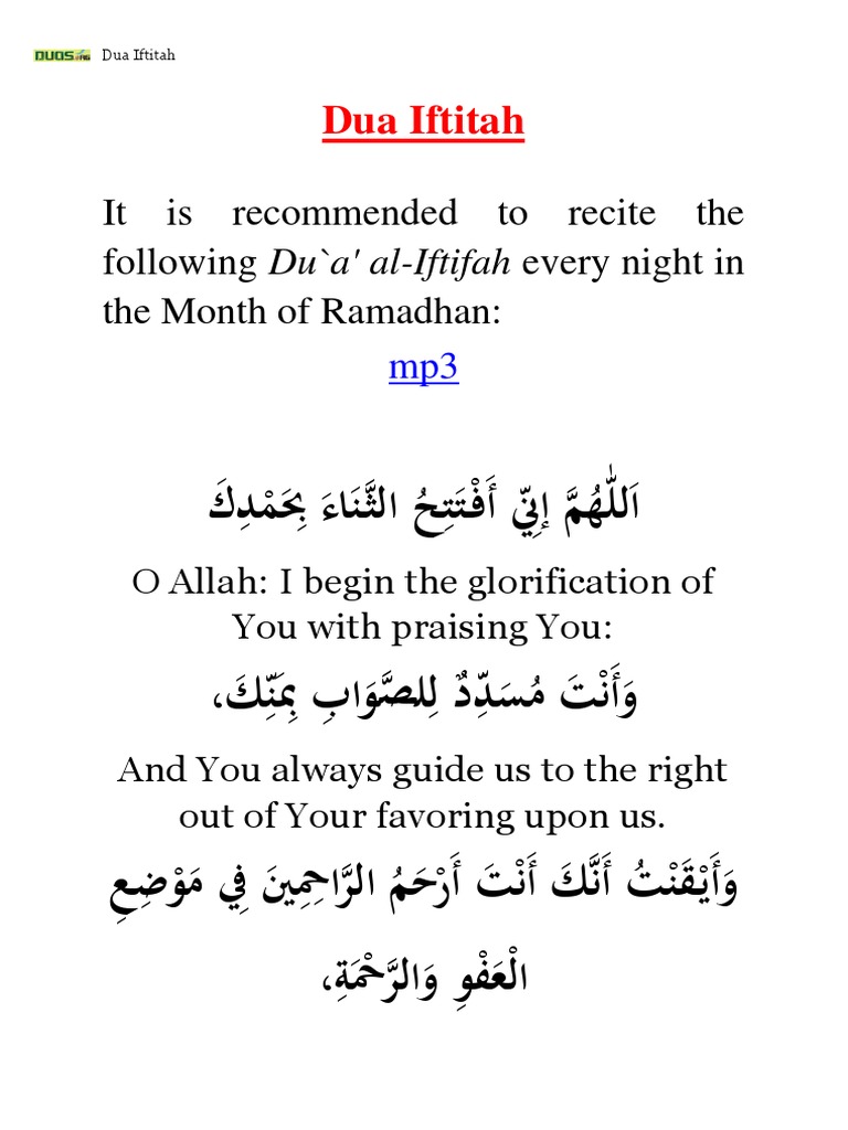 Dua Iftitah - Line by Line | PDF | Abrahamic Religions | Religious Belief And Doctrine