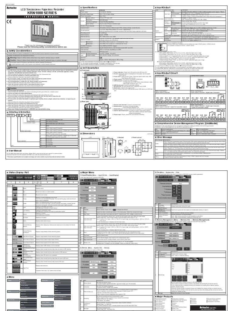 Autonics KRN1000 Manual | PDF | Thermocouple | Usb
