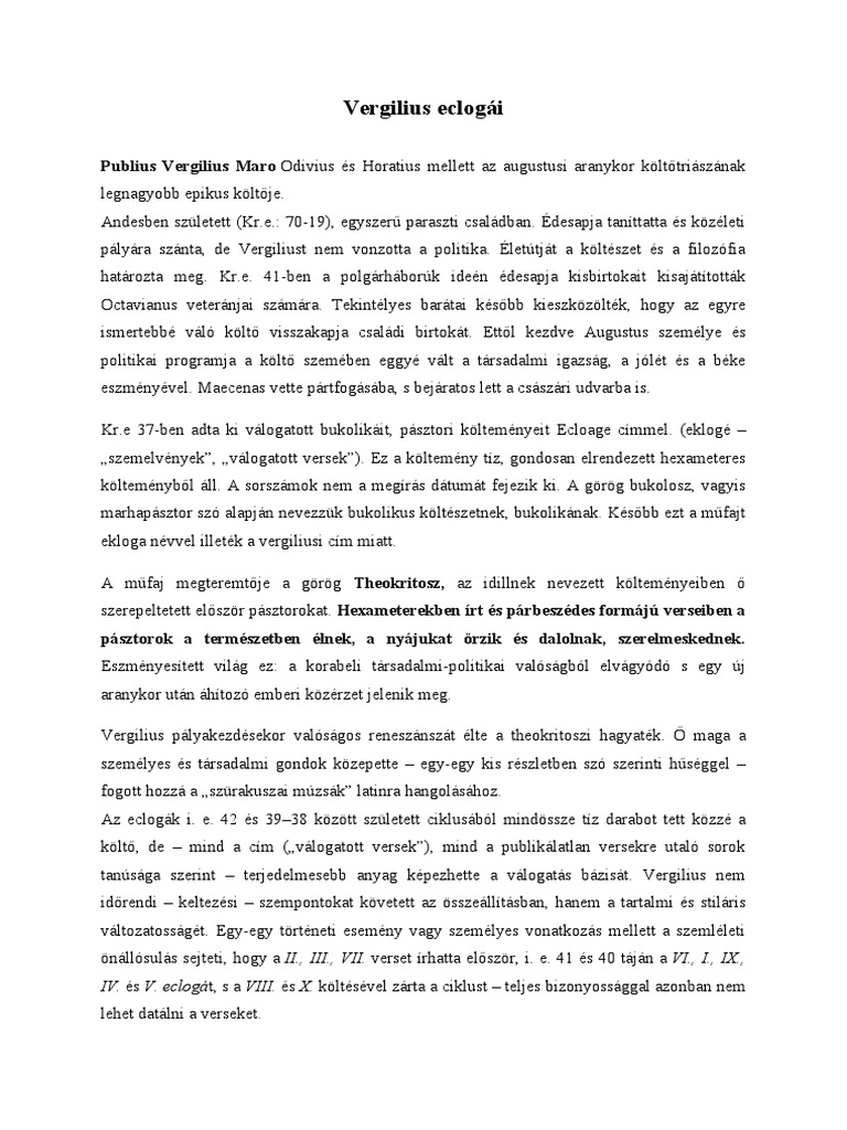 Vergilius Eclogái | PDF