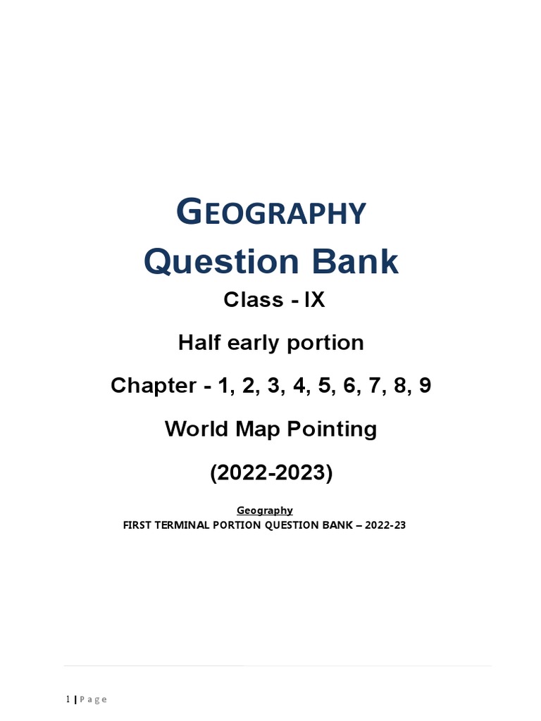 Geography Question Bank STD 9 Map | PDF | Apsis | Equator
